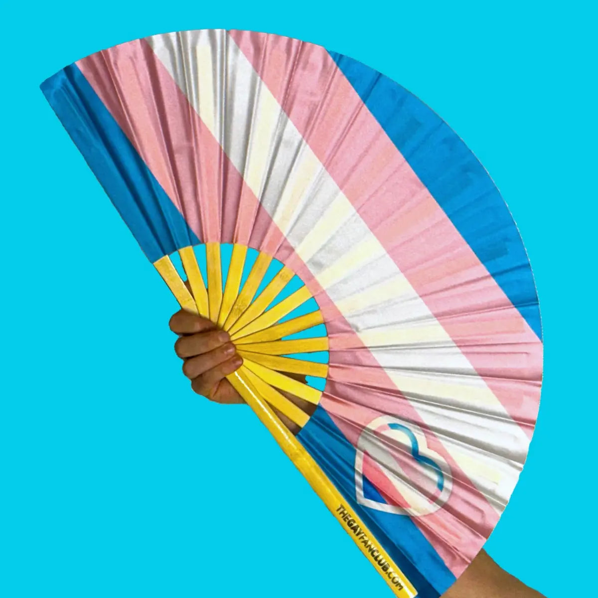 Trans Pride Flag Fan | Pink, Blue & White Bamboo Clack Fan