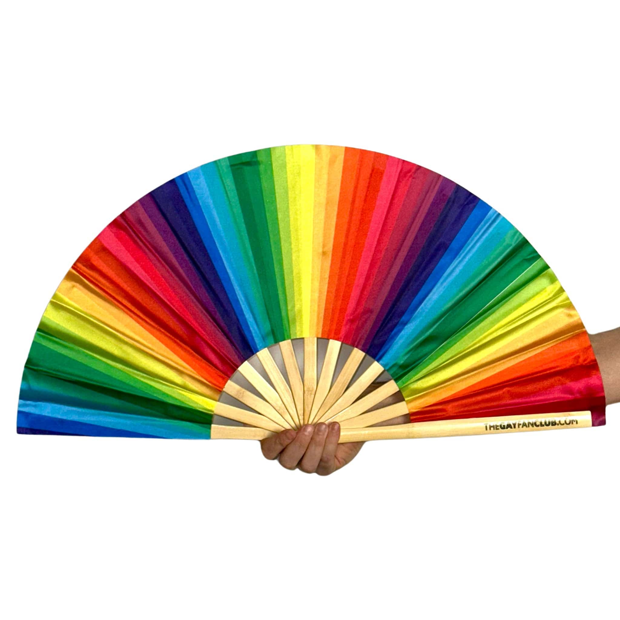 Rainbow Folding Fan – LGBTQ+ Pride Bamboo Hand Fan for Raves & Festivals